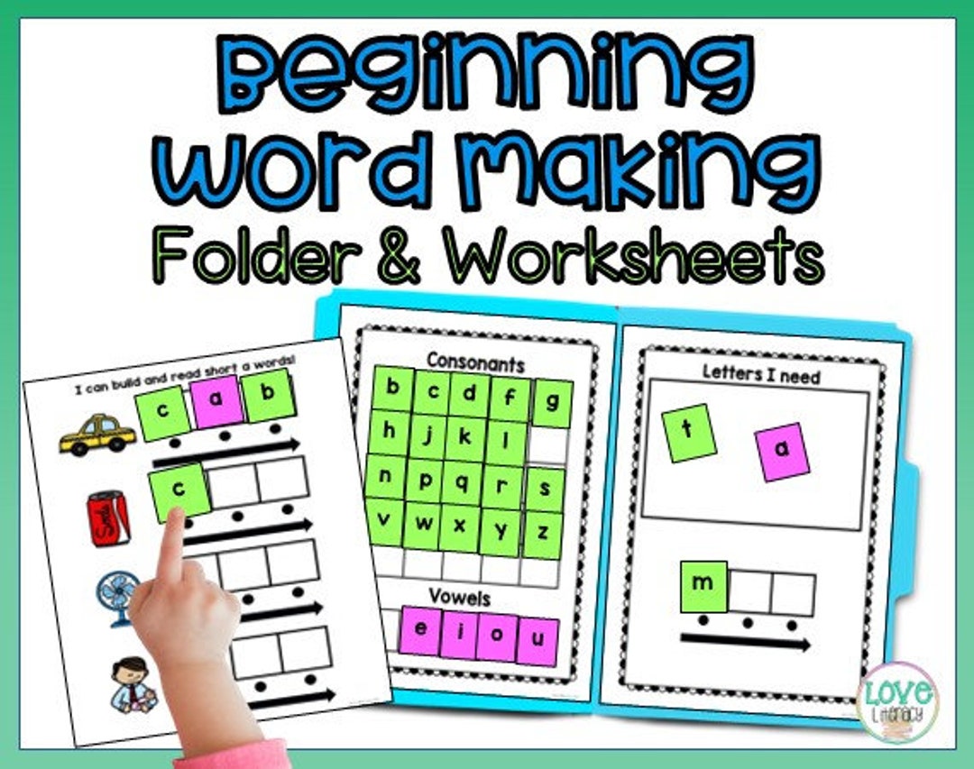 Kindergarten Short Vowel Blending Making Words Folder and Worksheets ...