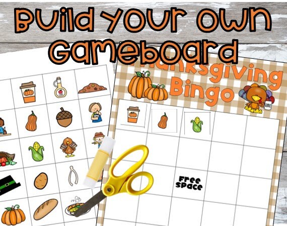 Thanksgiving Bingo Game in Color and Black and White 30 Game Boards ...