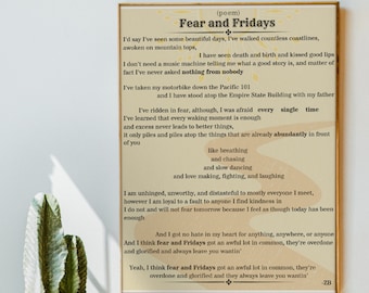 Fear and Fridays Poster Zach Bryan - Etsy