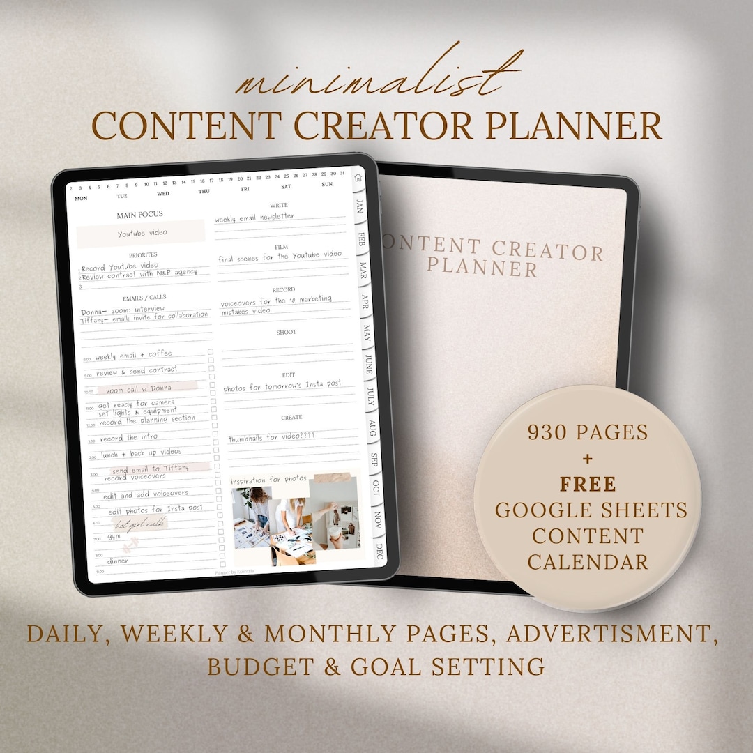 Digital Content Creator Planner Social Media Planner Content Planner iPad Content Planner ...