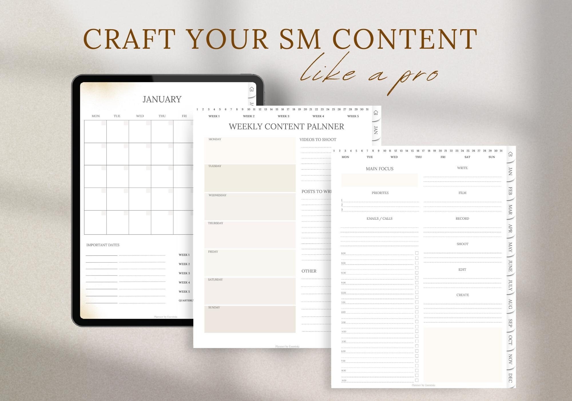 Content Creator & Personal Planner Bundle Digital Minimalistic Planner Social Media Planner ...