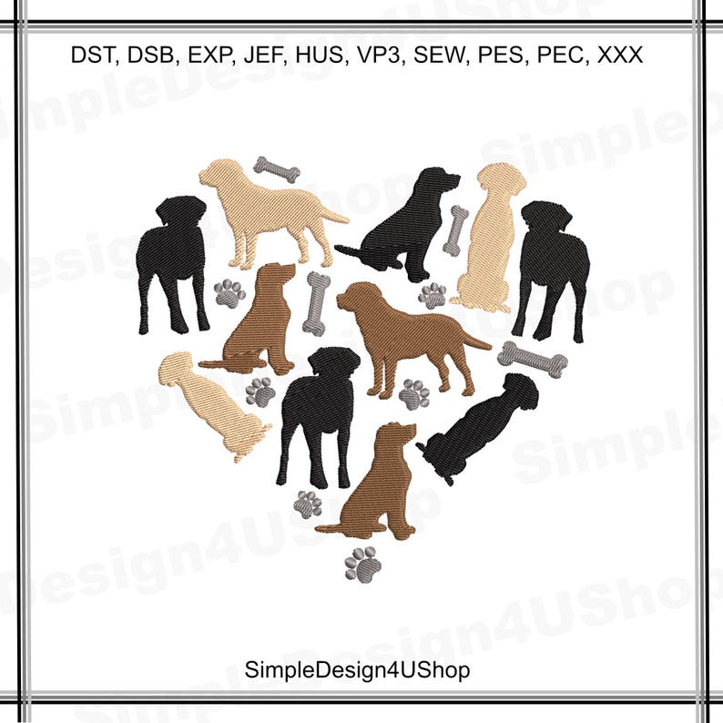 Labrador Embroidery Designs Bundle: 17 Unique Dog Breeds (digital ...