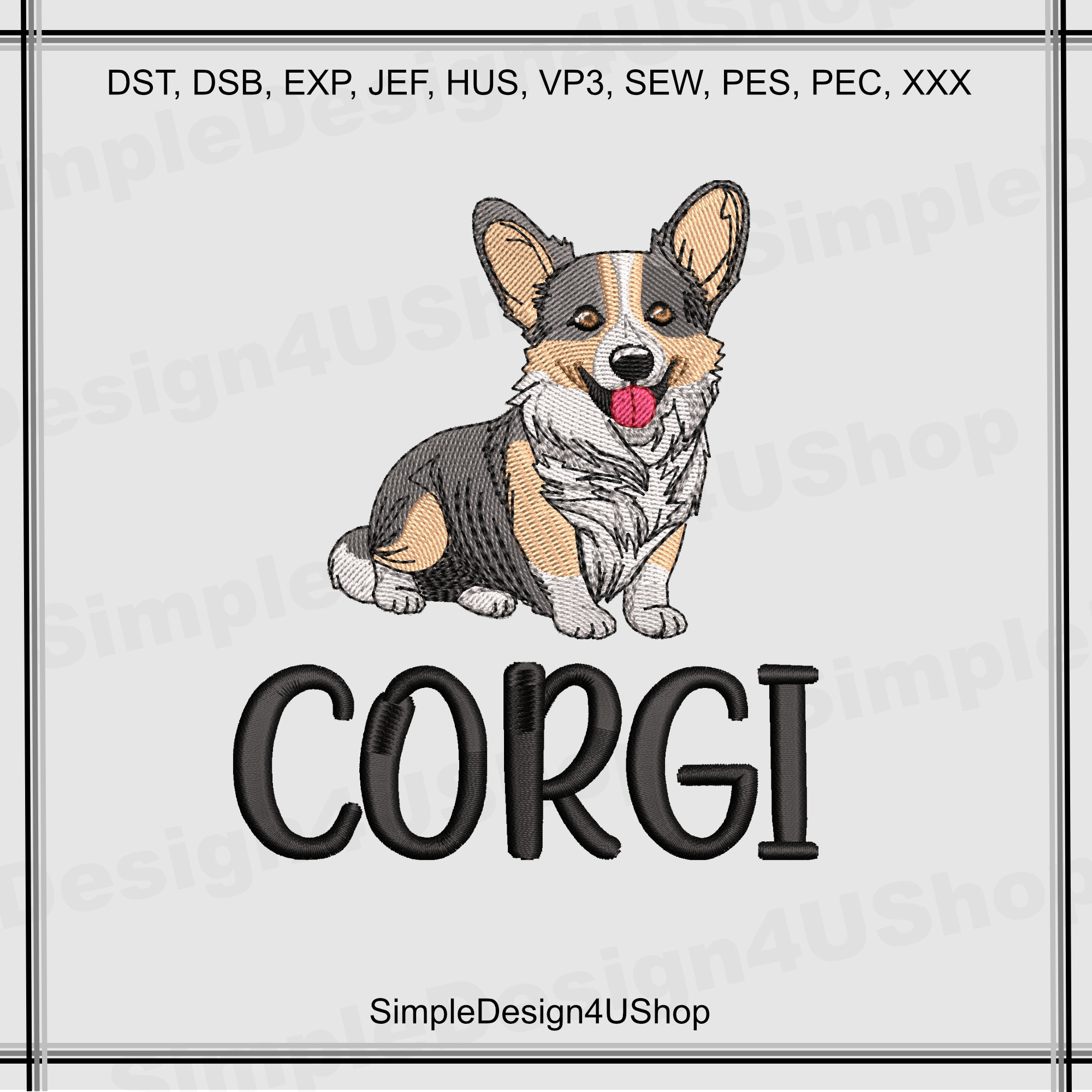 Cardigan Welsh Corgi Machine Embroidery I Love Corgi Machine Embroidery ...