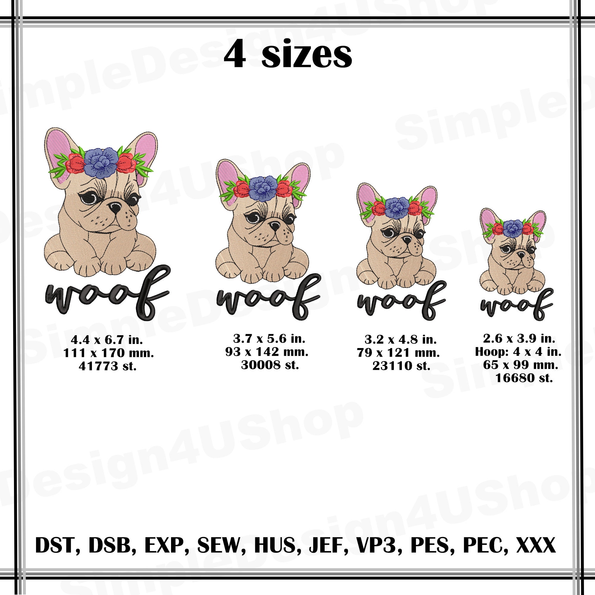 I Love Frenchies Dog Embroidery Design French Bulldog Machine ...