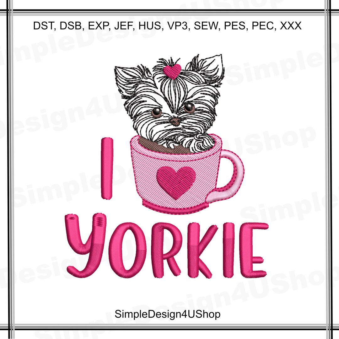 Dog Embroidery Design Yorkie Machine Embroidery Design Paw Embroidery ...