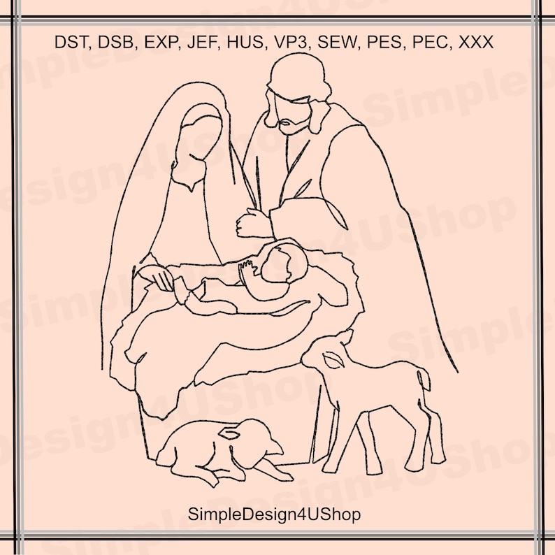 Nativity Embroidery Design Nativity Scene Silent Night Oh Holy Night ...