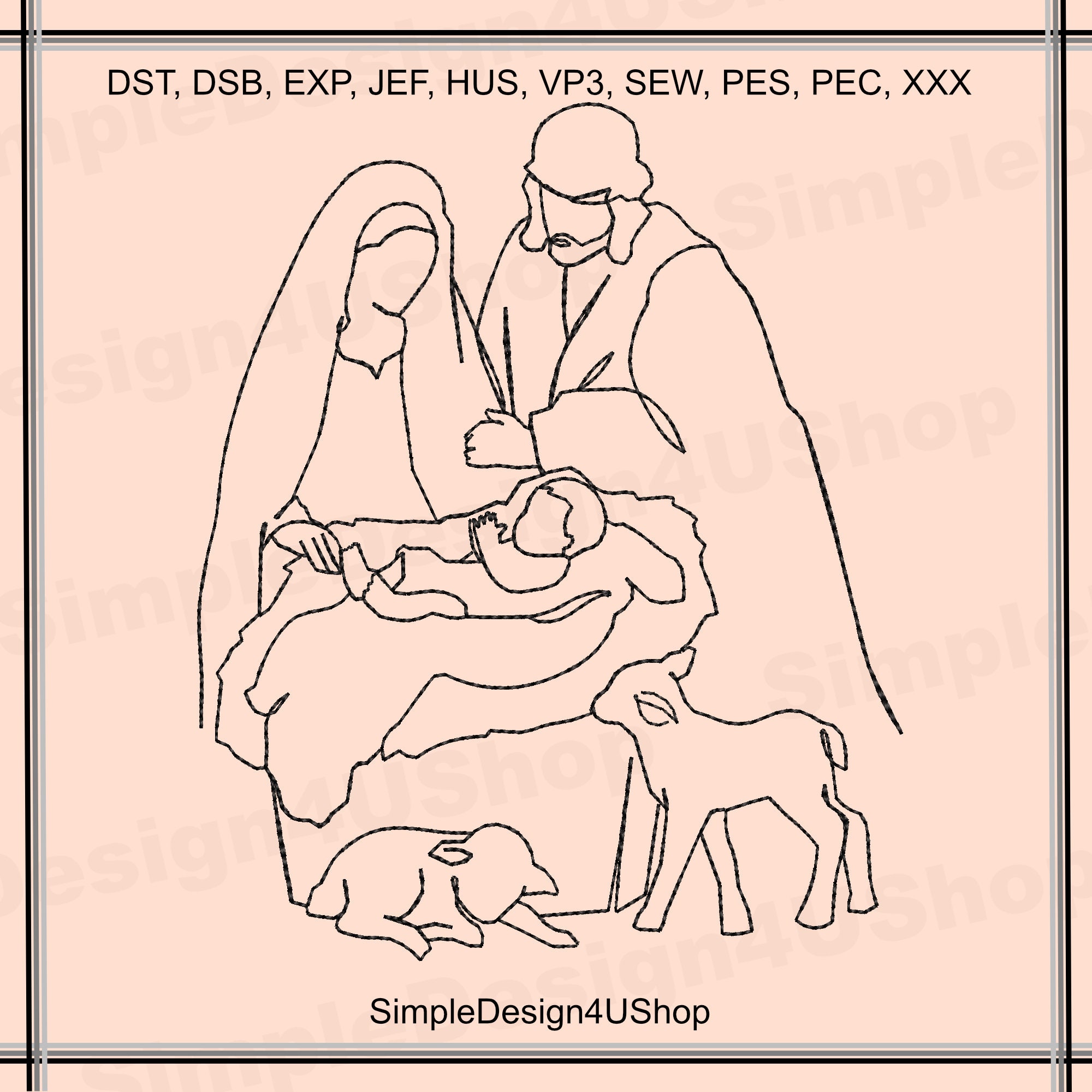 Nativity Embroidery Design Nativity Scene Silent Night Oh Holy Night ...