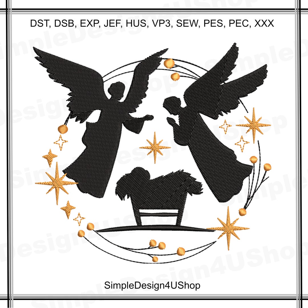 Nativity Scene Embroidery Design: Christmas Angels (digital Download ...