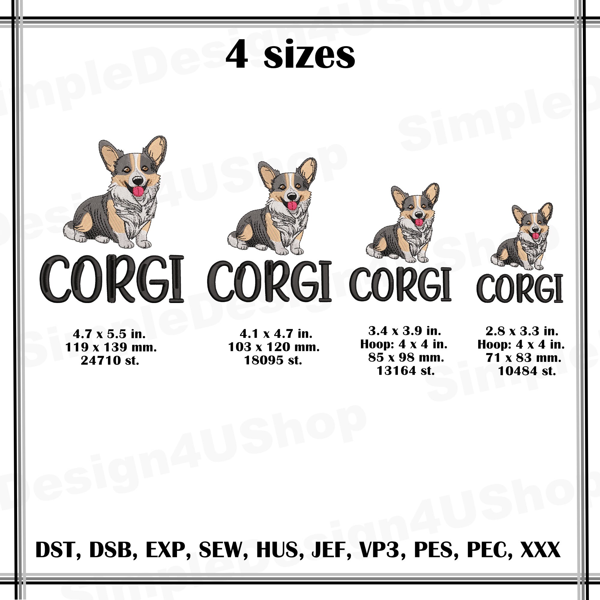Cardigan Welsh Corgi Machine Embroidery I Love Corgi Machine Embroidery ...