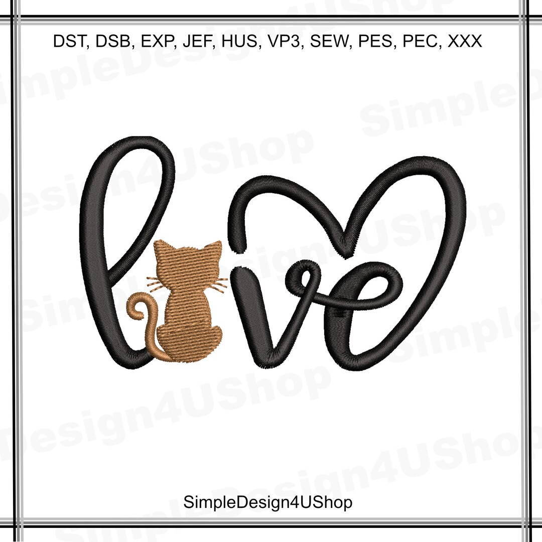 Cat Machine Embroidery Design Kitty Embroidery Cat Silhouette Design ...