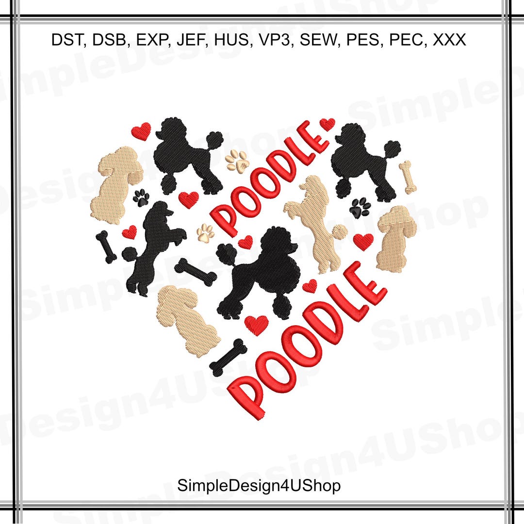 Dog Embroidery Design Poodle Machine Embroidery Design Paw Embroidery ...