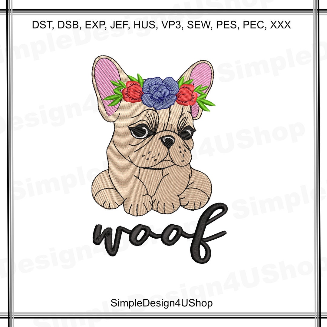 I Love Frenchies Dog Embroidery Design French Bulldog Machine ...