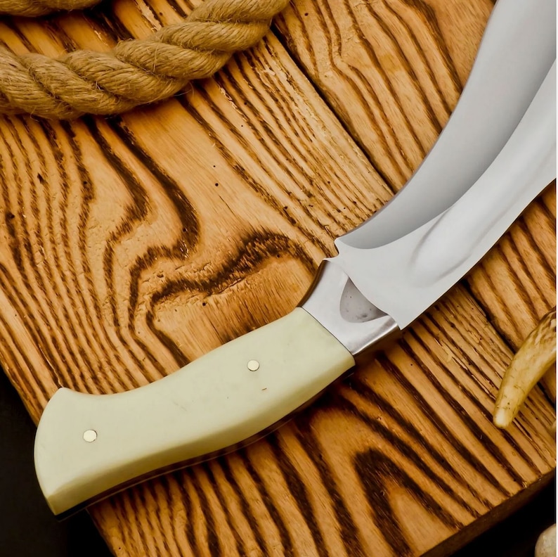 15" Custom Handmade D-2 TOOL Steel Camel Bone Kukri Knife Leather ...