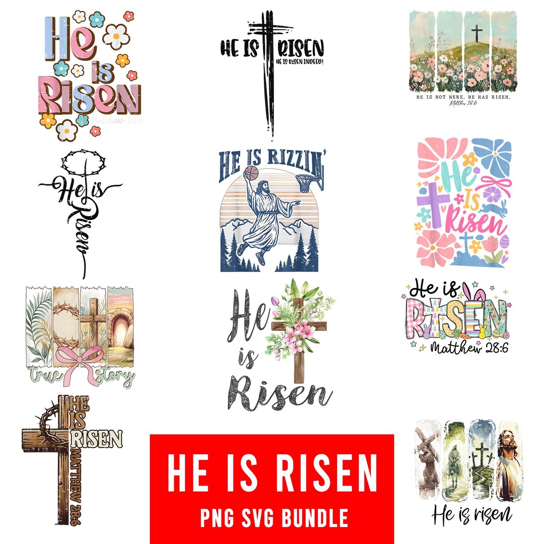 True Story He is Risen PNG, Retro Easter PNG, Christian Easter Bundle ...