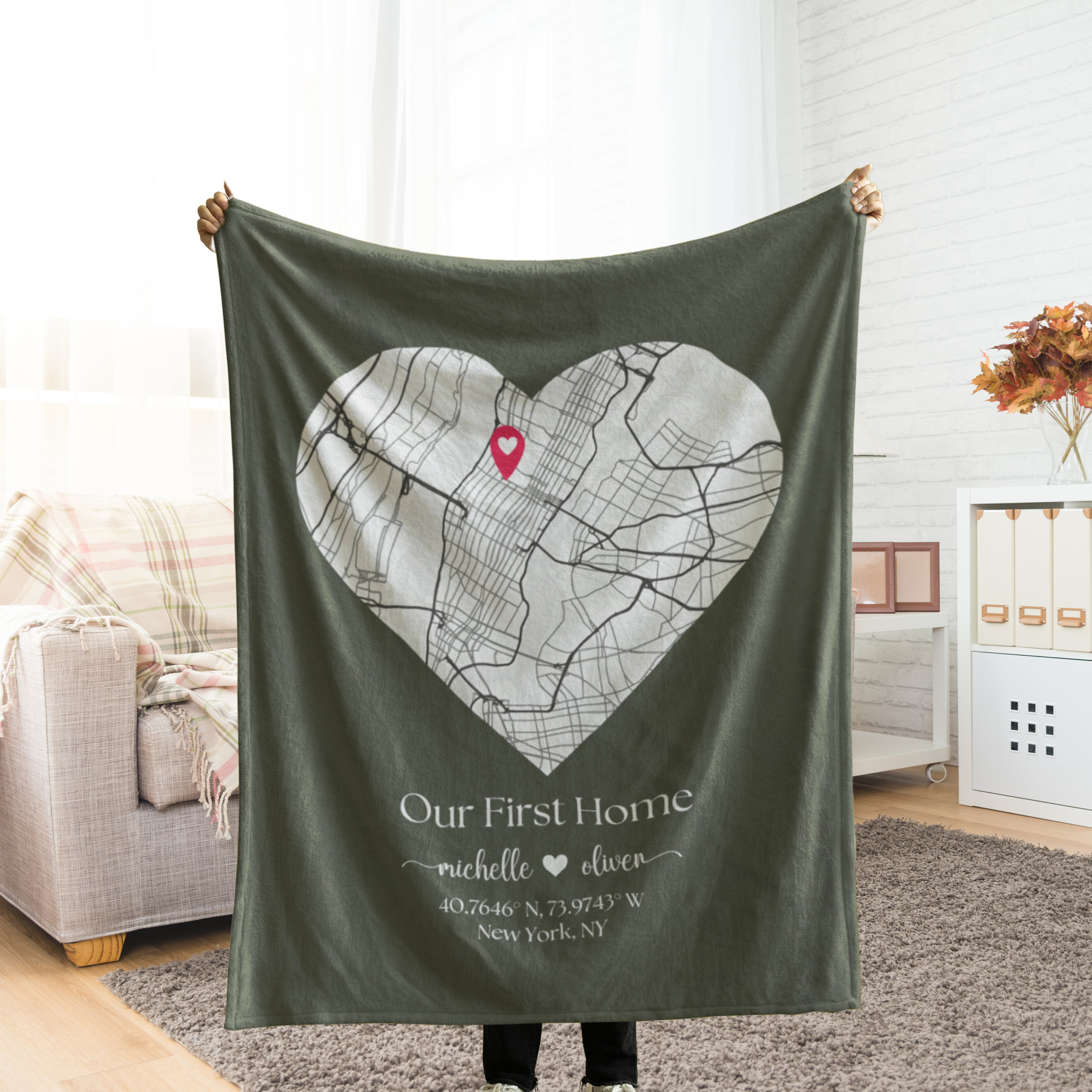 Customized Where Our Baby Was Born Map Blanket, Personalized Family Map ...