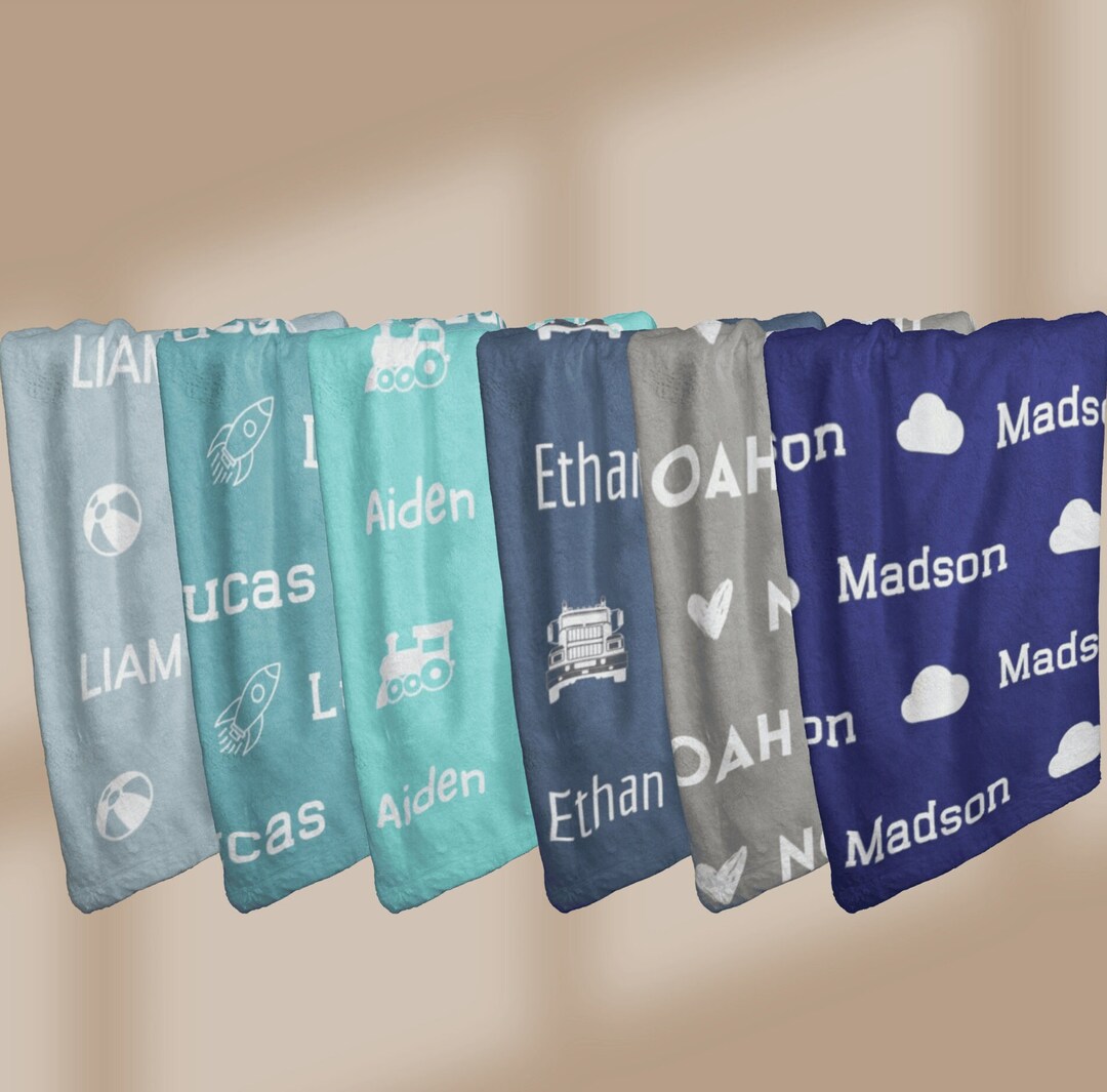 Personalized Custom Blanket, Baby Boy Name Blanket, Customized Boy ...