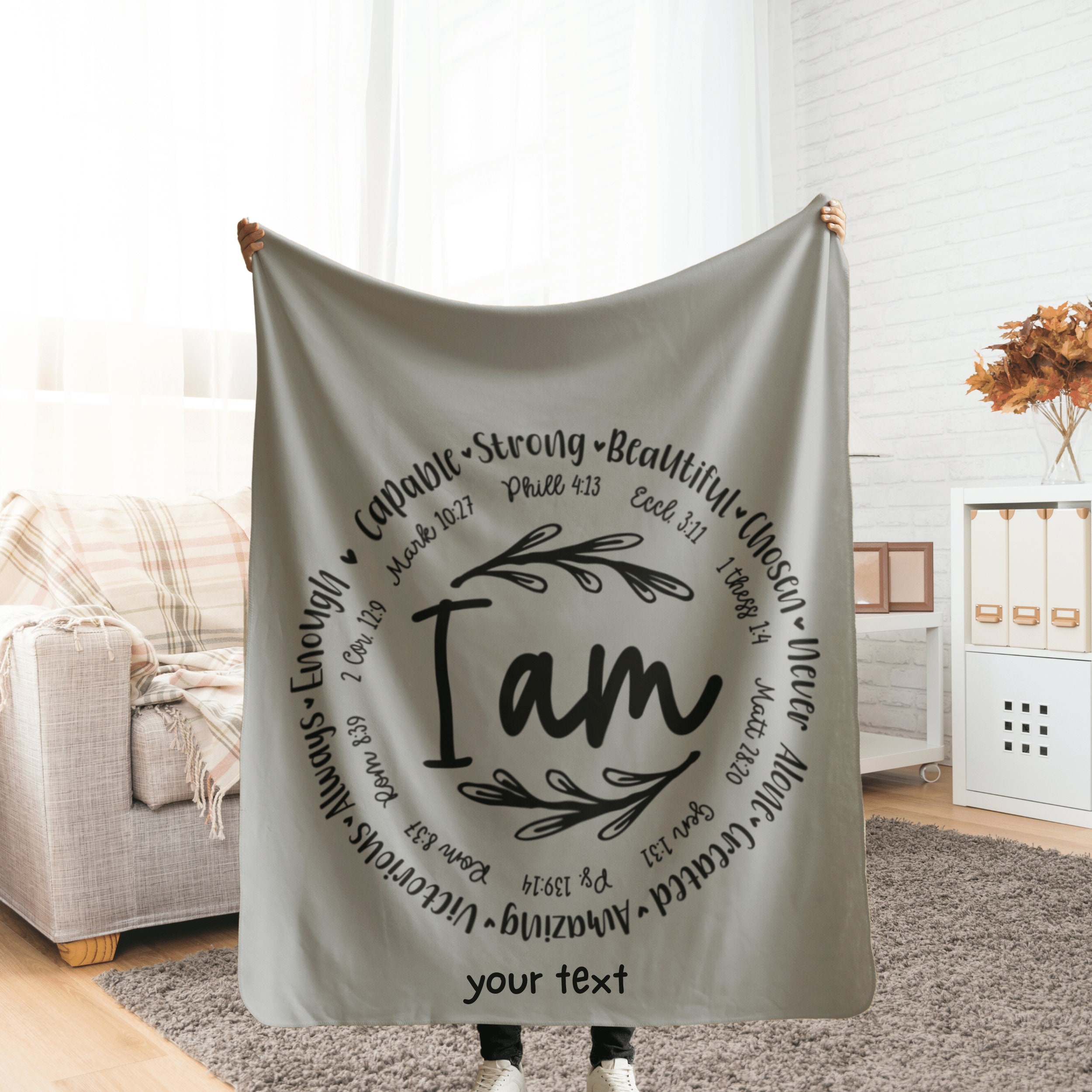 Customized Inspirational Quote Blanket, Personalized Encouraging Bible ...