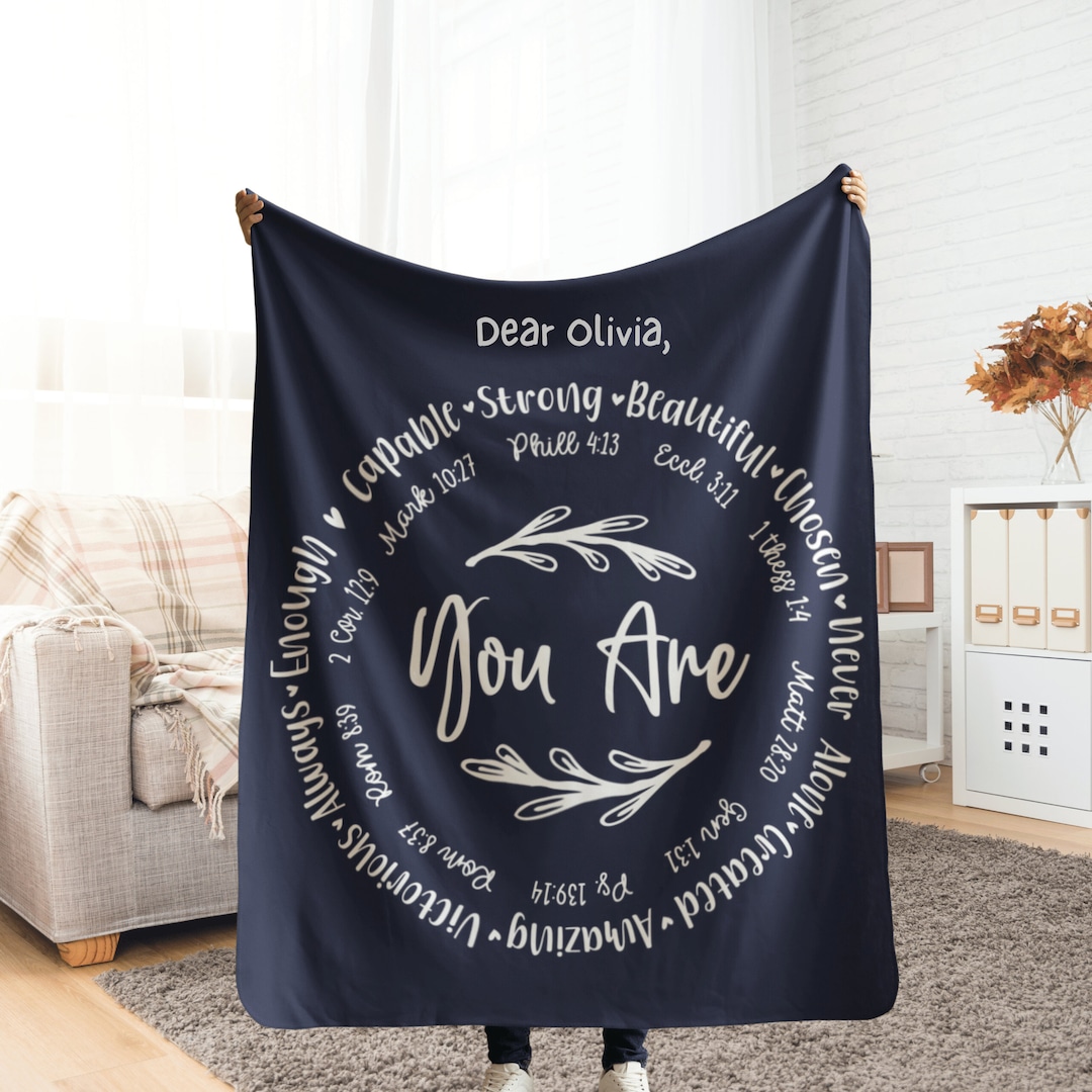 Customized Inspirational Quote Blanket, Personalized Encouraging Bible ...