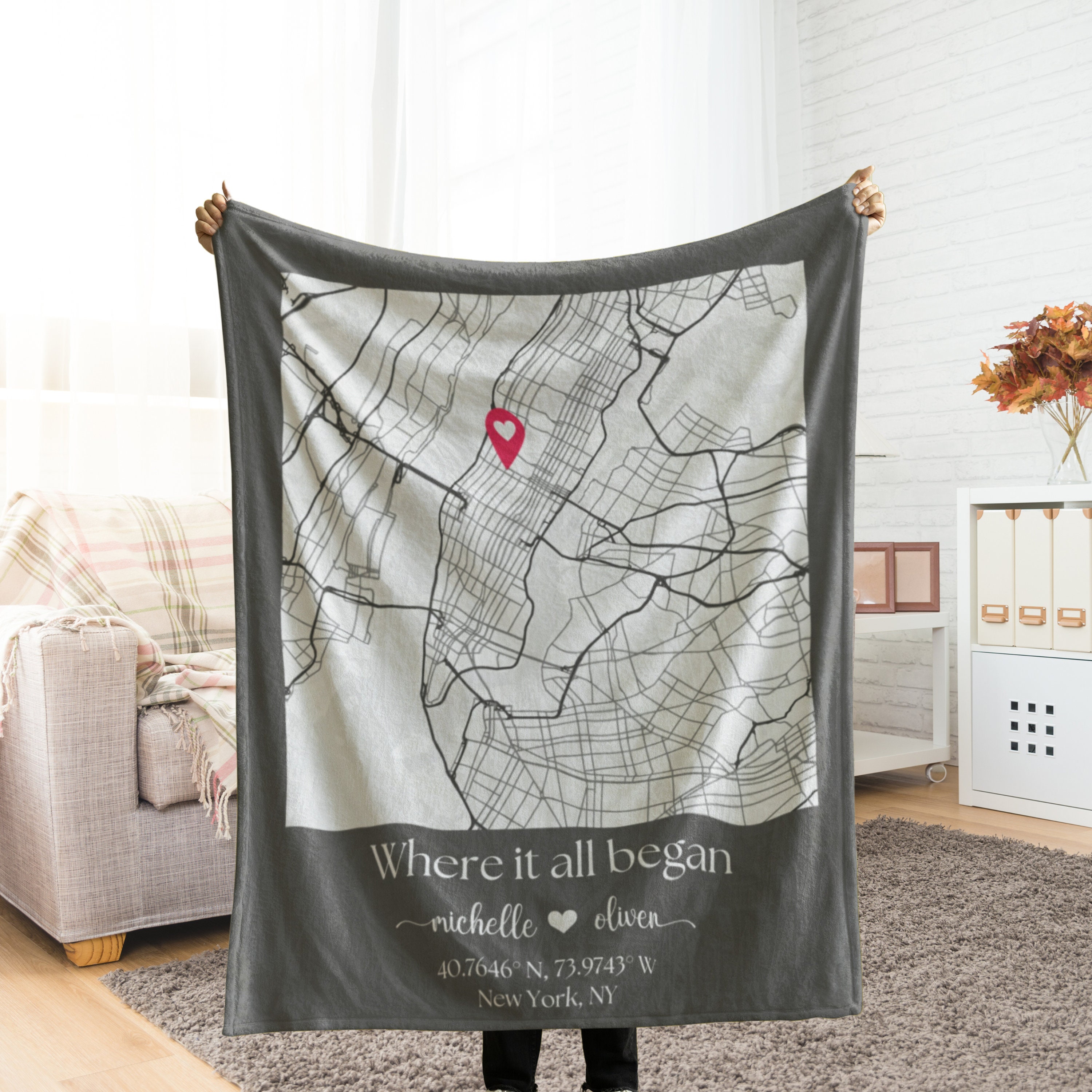 Customized Where Our Baby Was Born Map Blanket, Personalized Family Map ...