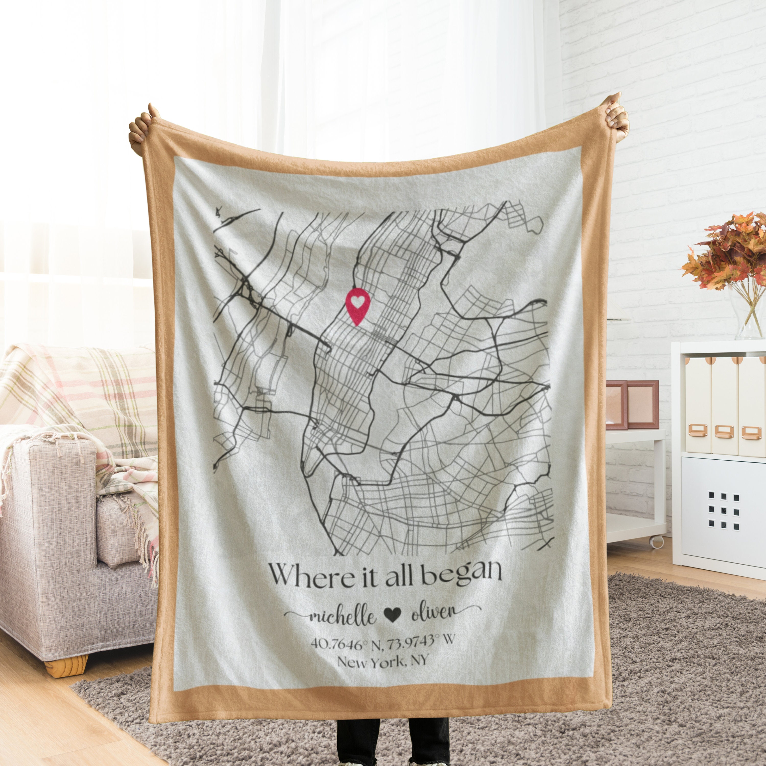 Customized Where Our Baby Was Born Map Blanket, Personalized Family Map ...