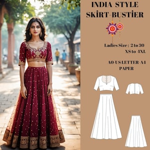 Versatile Indian Style Suit Pattern With Bustier and Skirt Options in ...