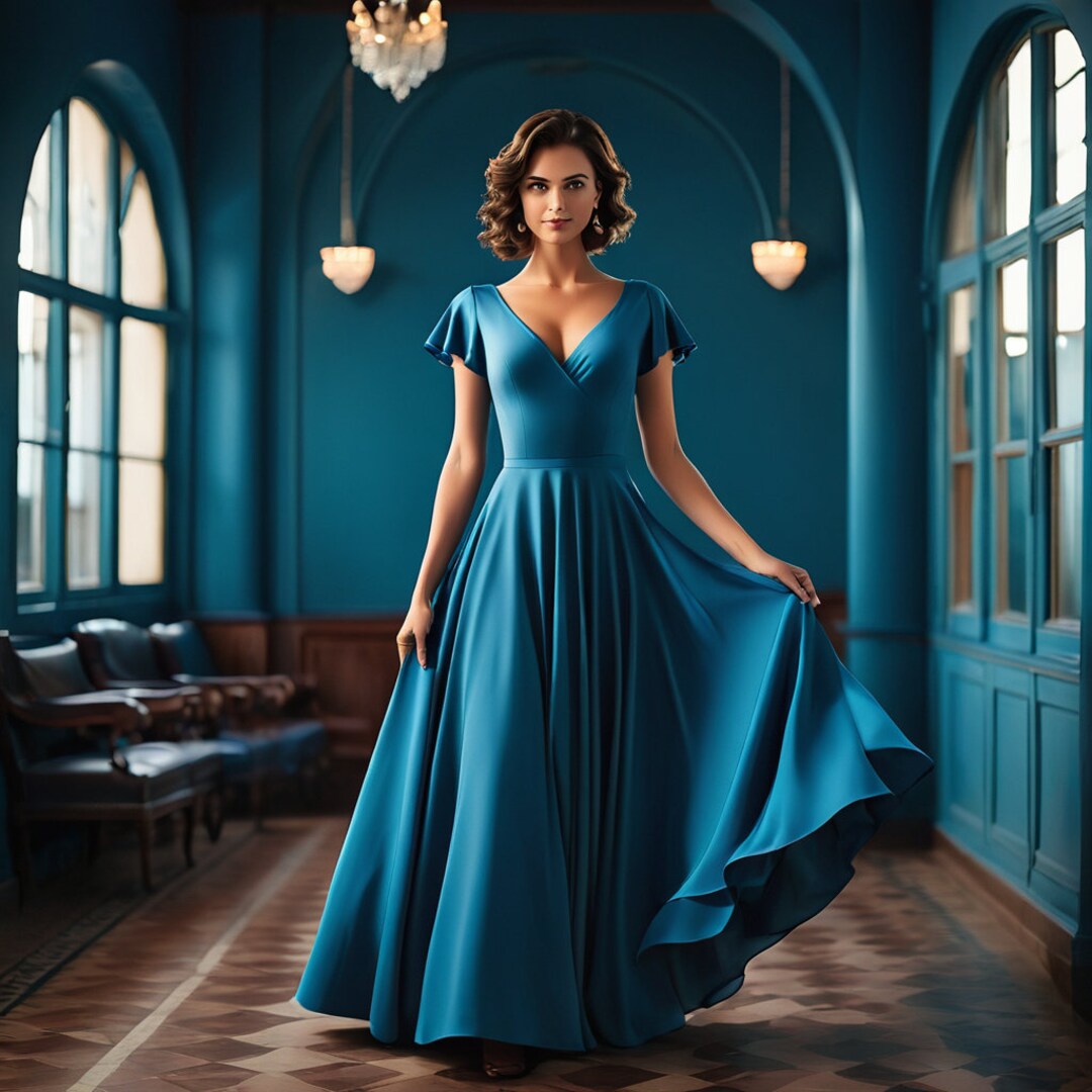 V-neck Full Length Dress Sewing Pattern (PDF) XS-4XL - Etsy