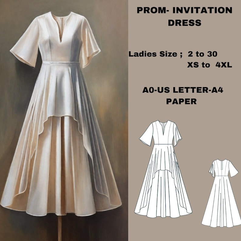 Maternity Gown Dress Sewing Pattern,ladies Sizes US 2 to 30-xs To4 XL ...