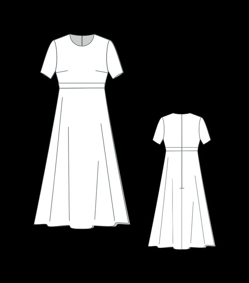 Relaxed Fit Dress Sewing Pattern: Round Neck, US Sizes 2-30 (A0/A4 ...