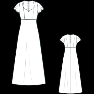 Regency Inspired Maxi Dress Pattern (PDF) - Etsy