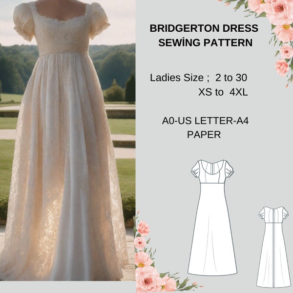 Regency Empire Dress Sewing Pattern - Etsy