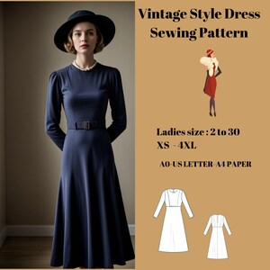 1950s Style Dress Sewing Pattern: Classic Cocktail Design (PDF Pattern ...