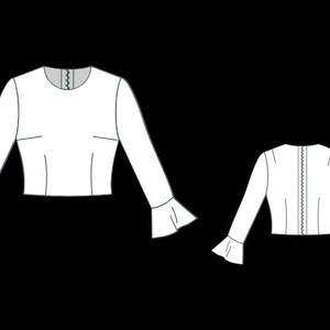 Elegant Long Sleeve Blouse Sewing Pattern, Ladies Sizes US 0-30, Party ...