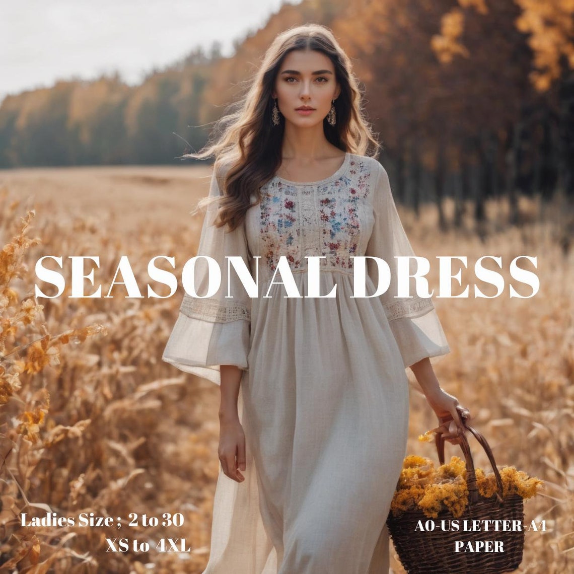 Midi Length Autumn Dress Sewing Pattern With Long Sleeves - Daily and ...