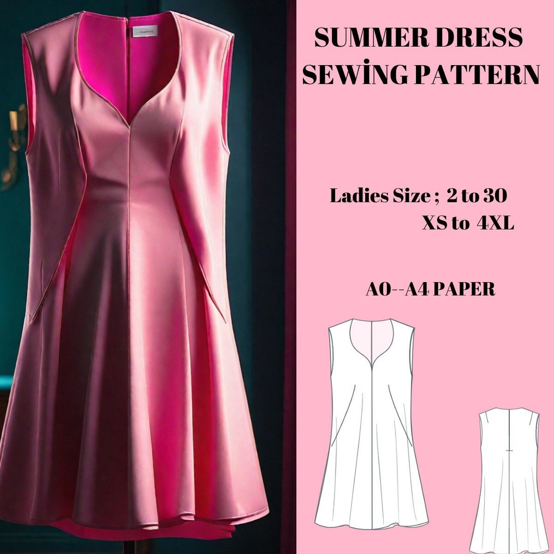 Knee-length Sleeveless Low-cut Summer Dress Model,dress Pattern, Summer ...