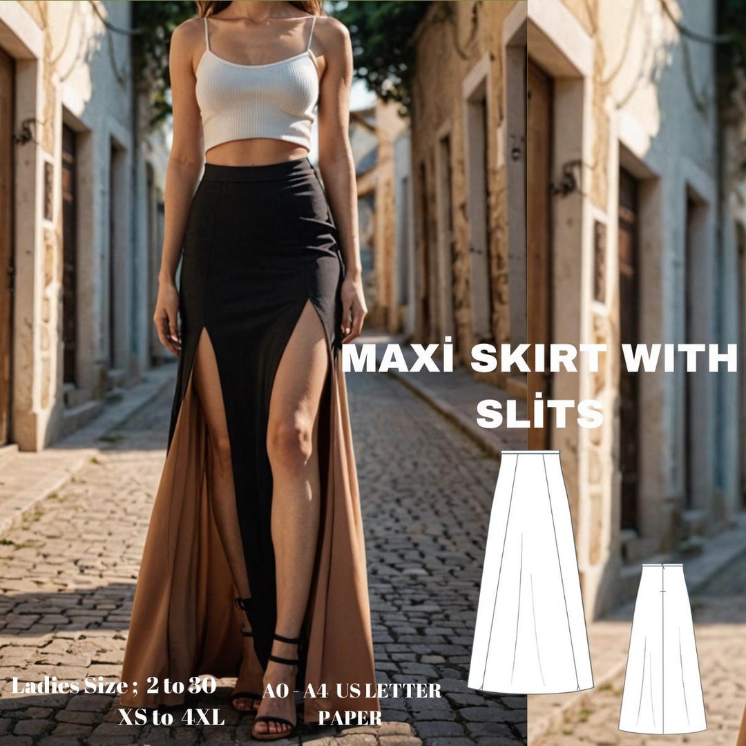Skirt Sewing Pattern Slit Skirt Pattern Women Pattern Sewing Patterns Long Skirt Pattern Maxi