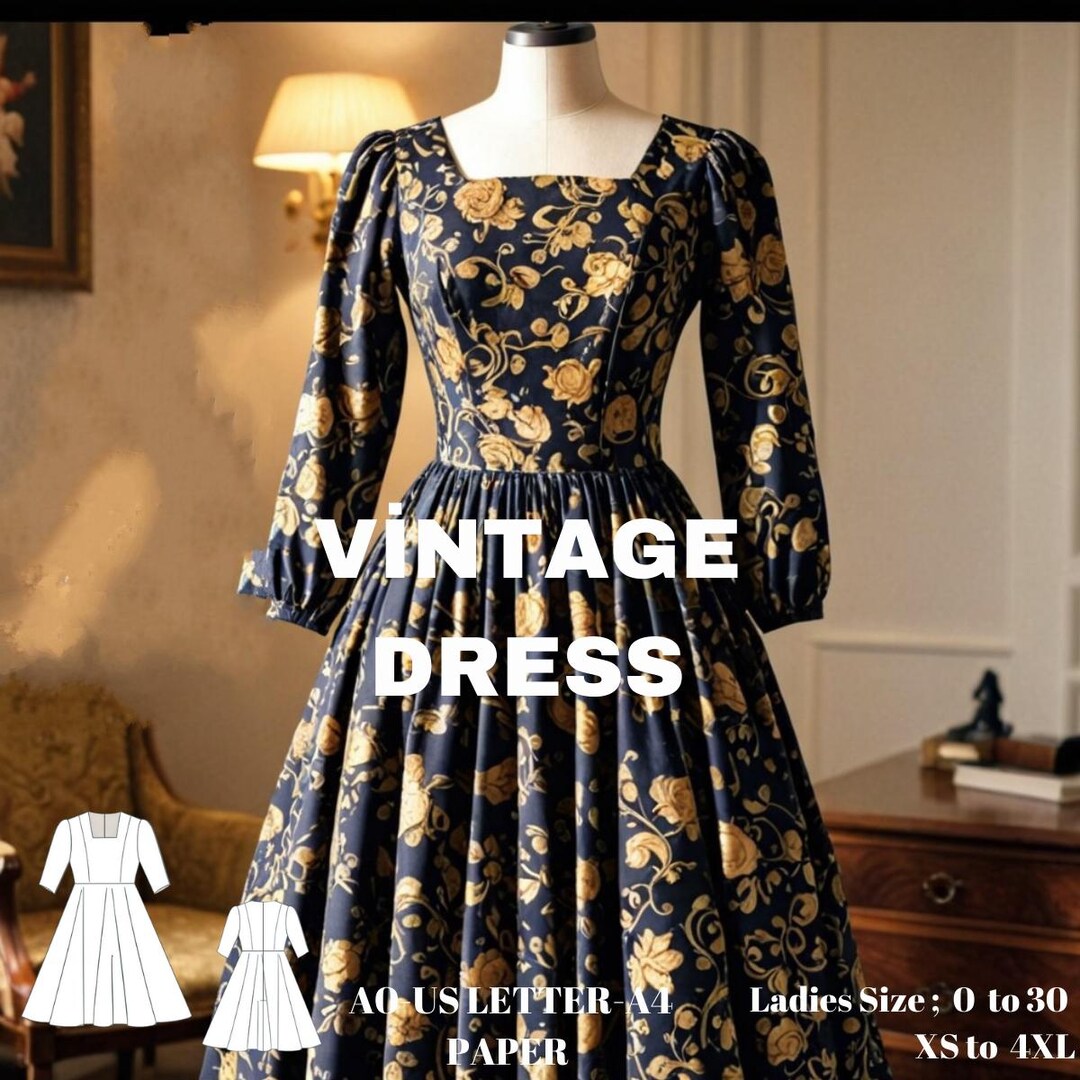 Vintage Style Dress Sewing Pattern, Cocktail Dress, Vintage Sewing ...