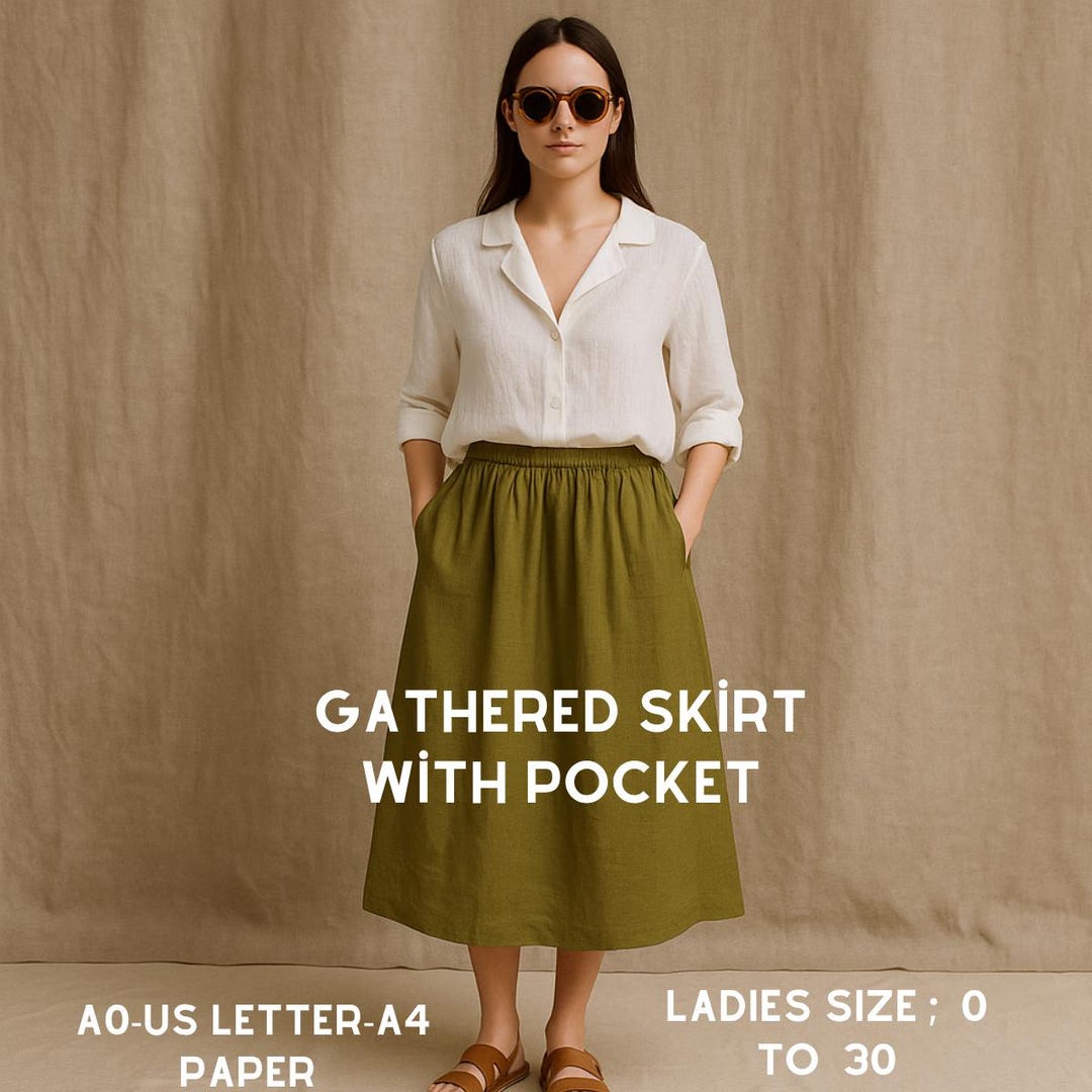 Boho Linen Midi Skirt Sewing Pattern: A-line With Pockets (PDF Pattern ...