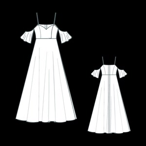 Elegant Bridal Maxi Dress Sewing Pattern in Sizes US 2-30 XS-4XL for A0 ...