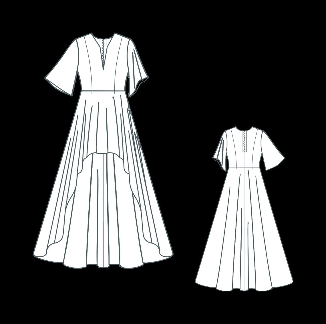 Maternity Gown Dress Sewing Pattern,ladies Sizes US 2 to 30-xs To4 XL ...