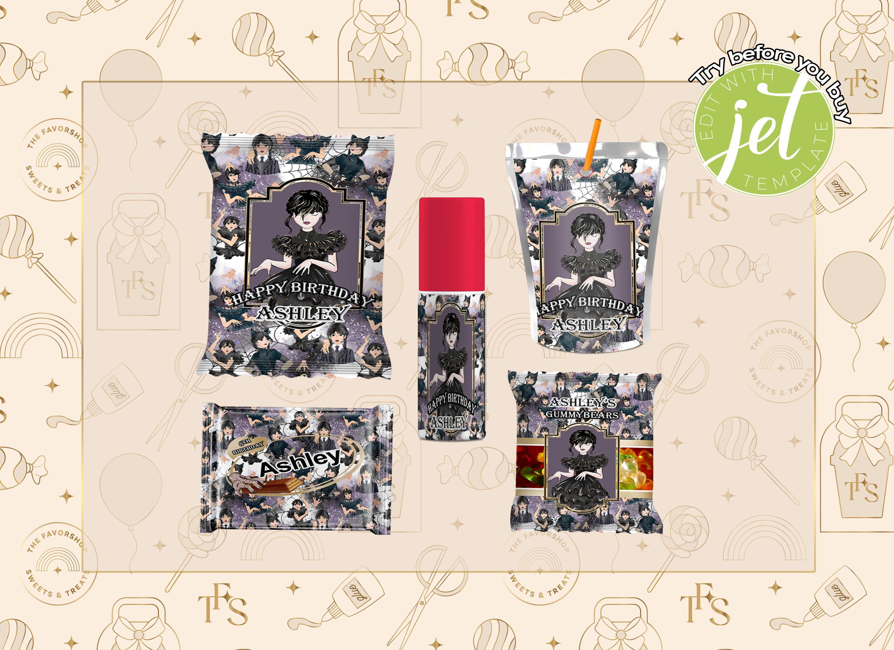 Customized Party Favors Wednesday, Addams Family, Editable Digital ...