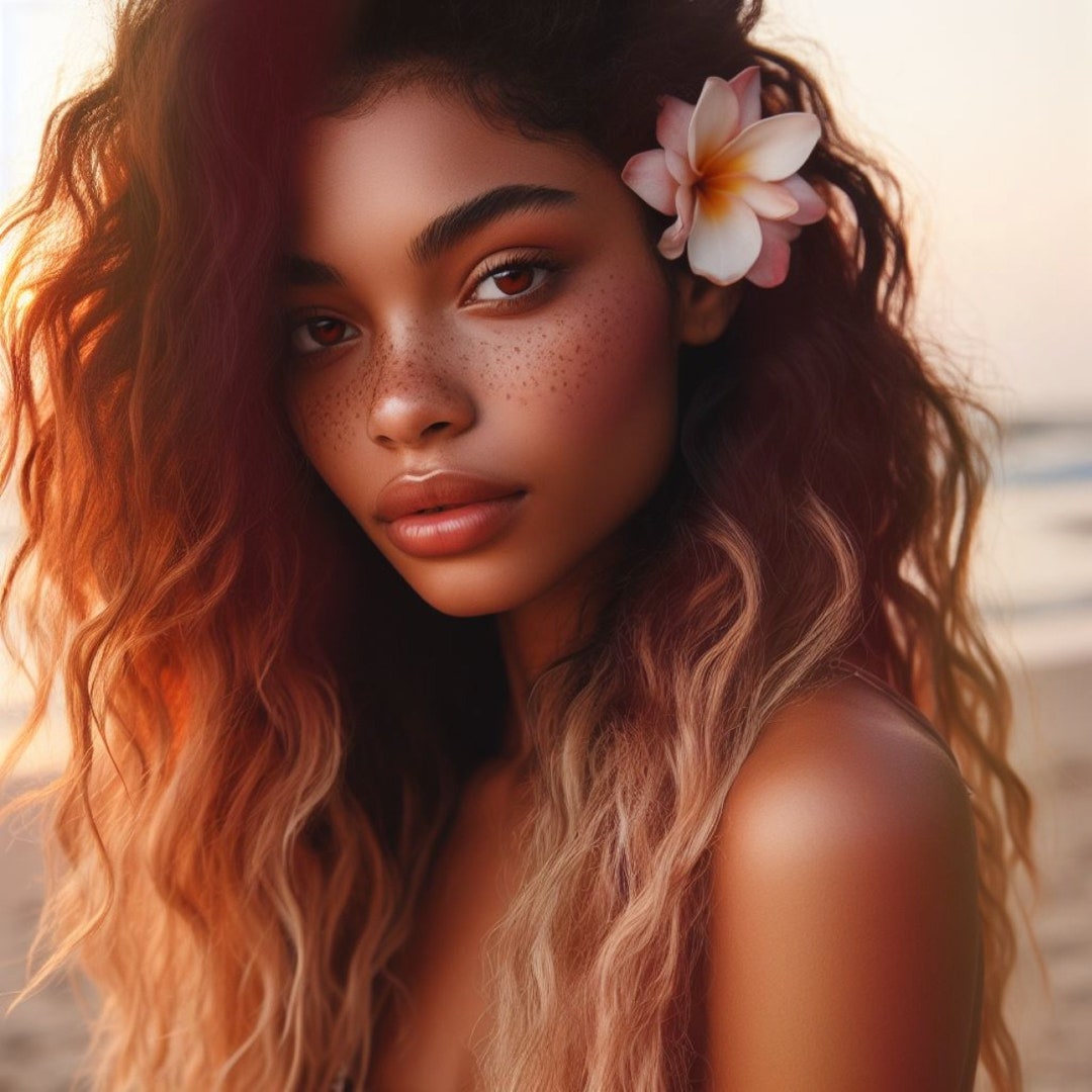Woman On The Sunset Beach Scene J Etsy
