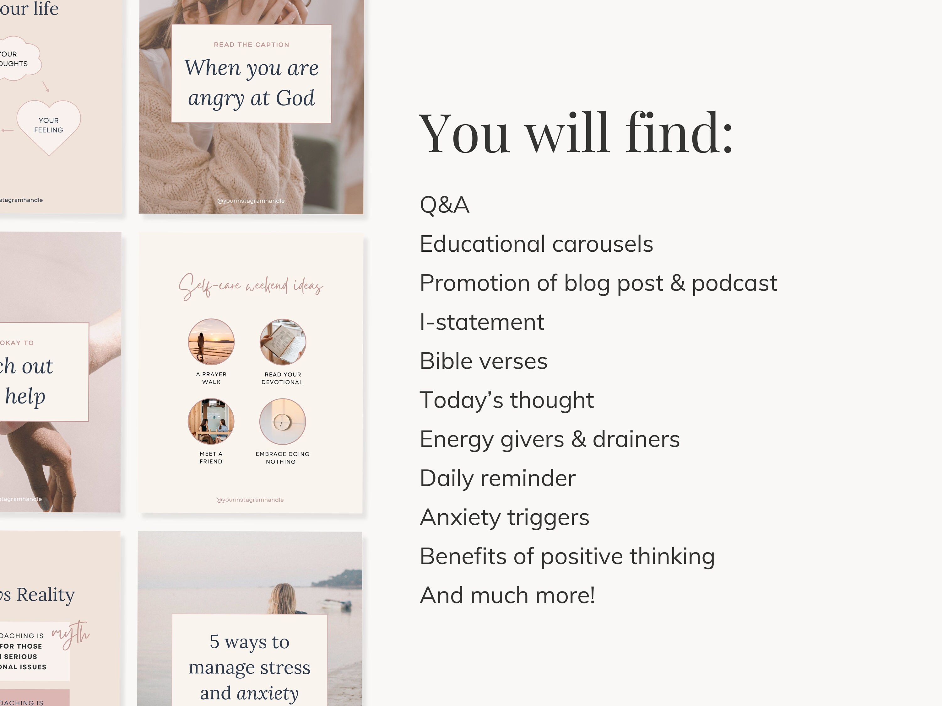 50 Christian Life Coach Social Media Templates, Canva Templates ...