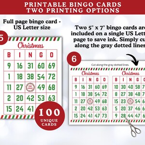 100 Unique Christmas Bingo Cards: Printable Party Game (PDF Download) - Etsy
