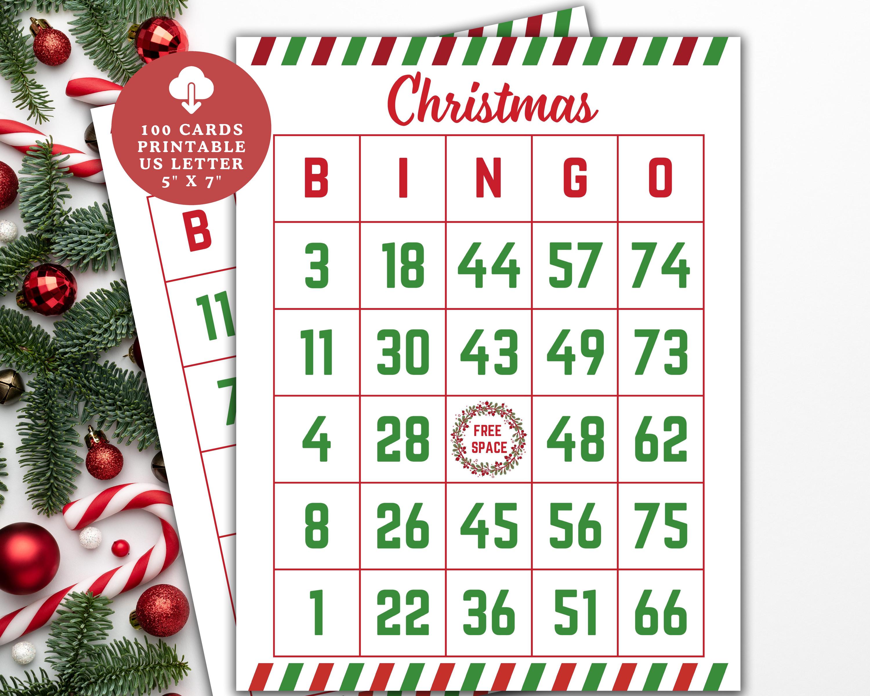 100 Unique Christmas Bingo Cards: Printable Party Game (PDF Download) - Etsy