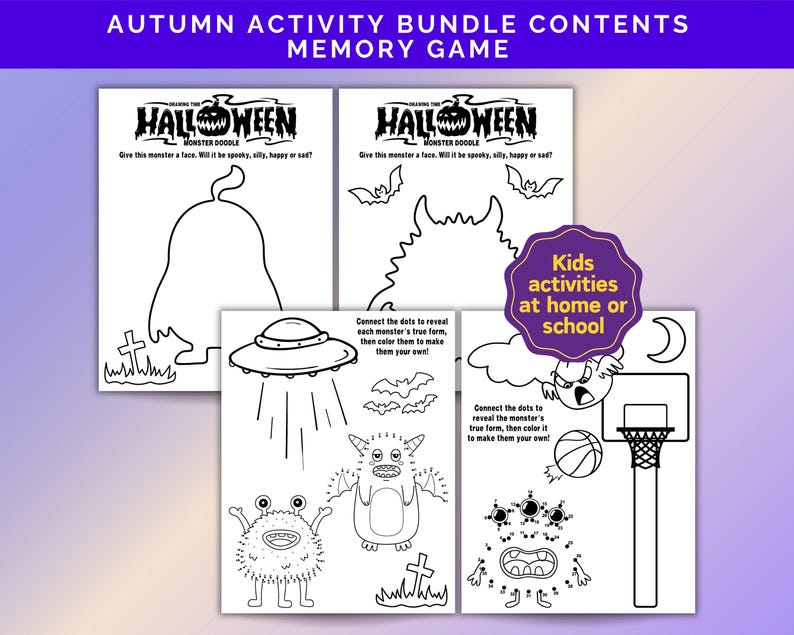Printable Kids Halloween Activity Bundle, Kids Coloring Pages, Word ...