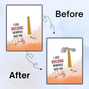 Hammer Footprint Art, Fathers Day Footprint, Printable Fathers Day Gift ...