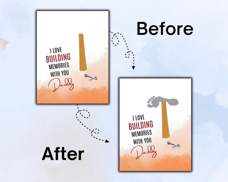 Hammer Footprint Art, Fathers Day Footprint, Printable Fathers Day Gift ...