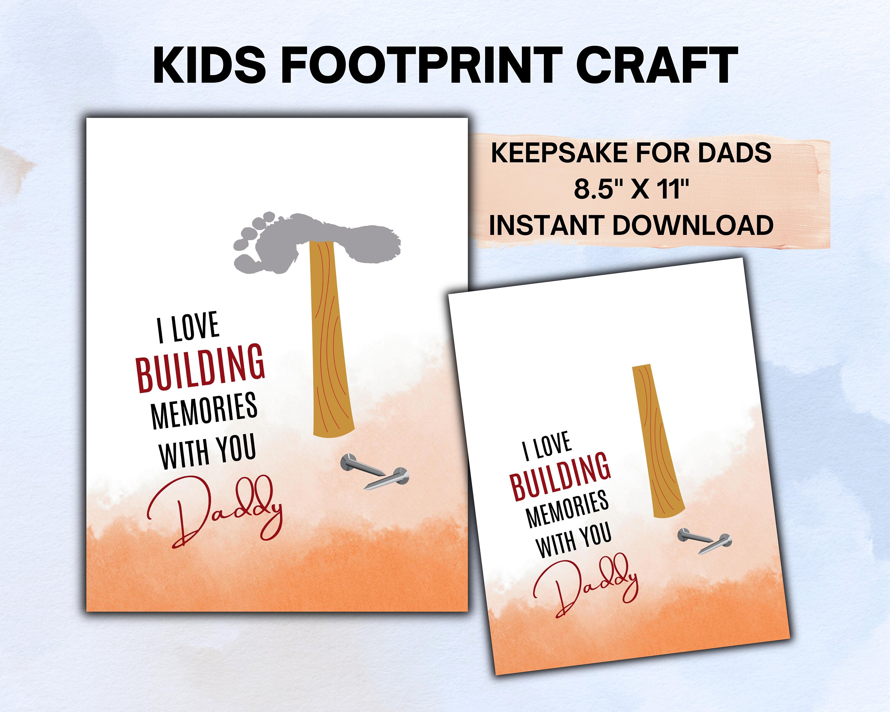 Hammer Footprint Art, Fathers Day Footprint, Printable Fathers Day Gift ...