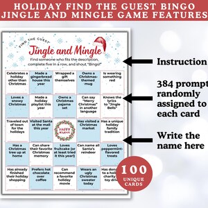 Find the Guest Bingo Christmas Printable, Icebreaker Game Jingle and ...