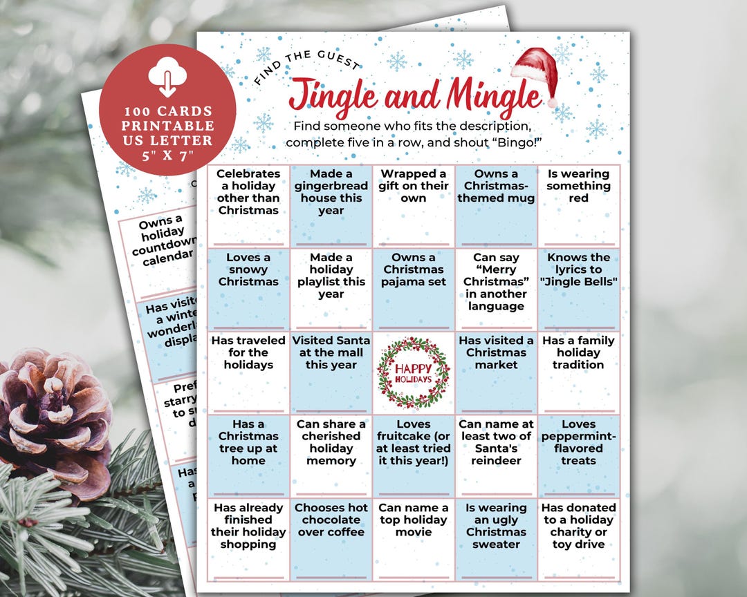 Find the Guest Bingo Christmas Printable, Icebreaker Game Jingle and ...